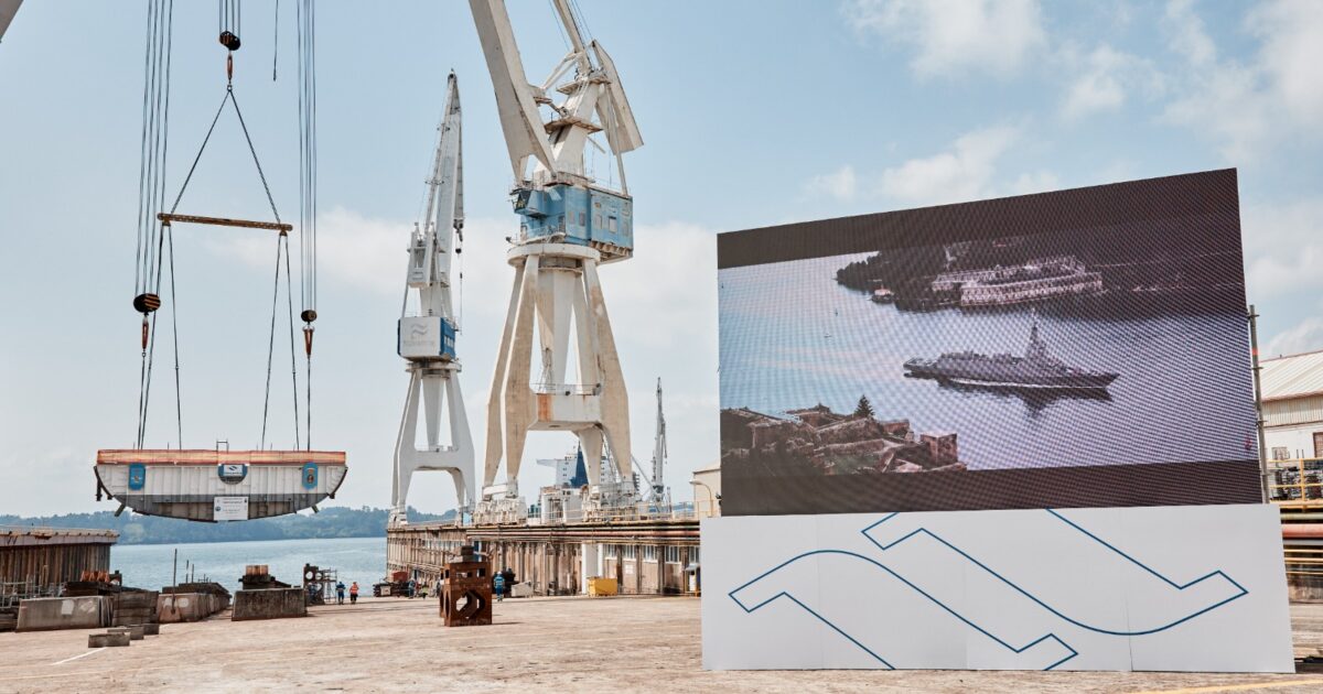 Navantia lays the keel of the first F110 frigate in the shipyard of ...